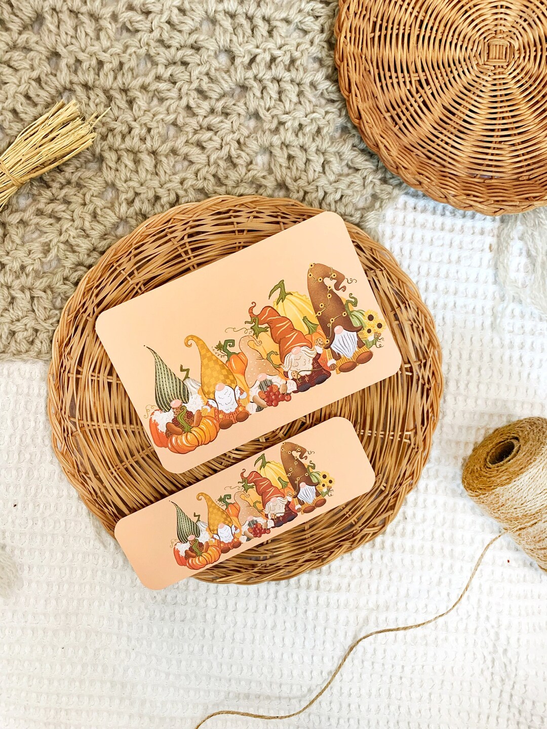 Fall Gnomes Orange Boho Bookmark - Set of Two; Thanksgiving Bookmark ...