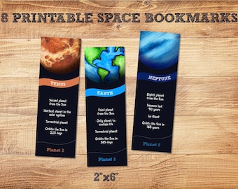 Printable Solar System Bookmarks - Planets - PDF - DIGITAL - Planet ...