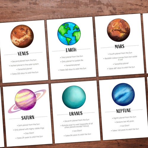 Solar System Flash Cards Planets PDF DIGITAL Planet - Etsy