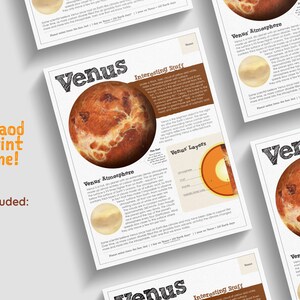 Venus Poster - Planet Poster - PDF - DIGITAL - Venus Facts - Solar ...