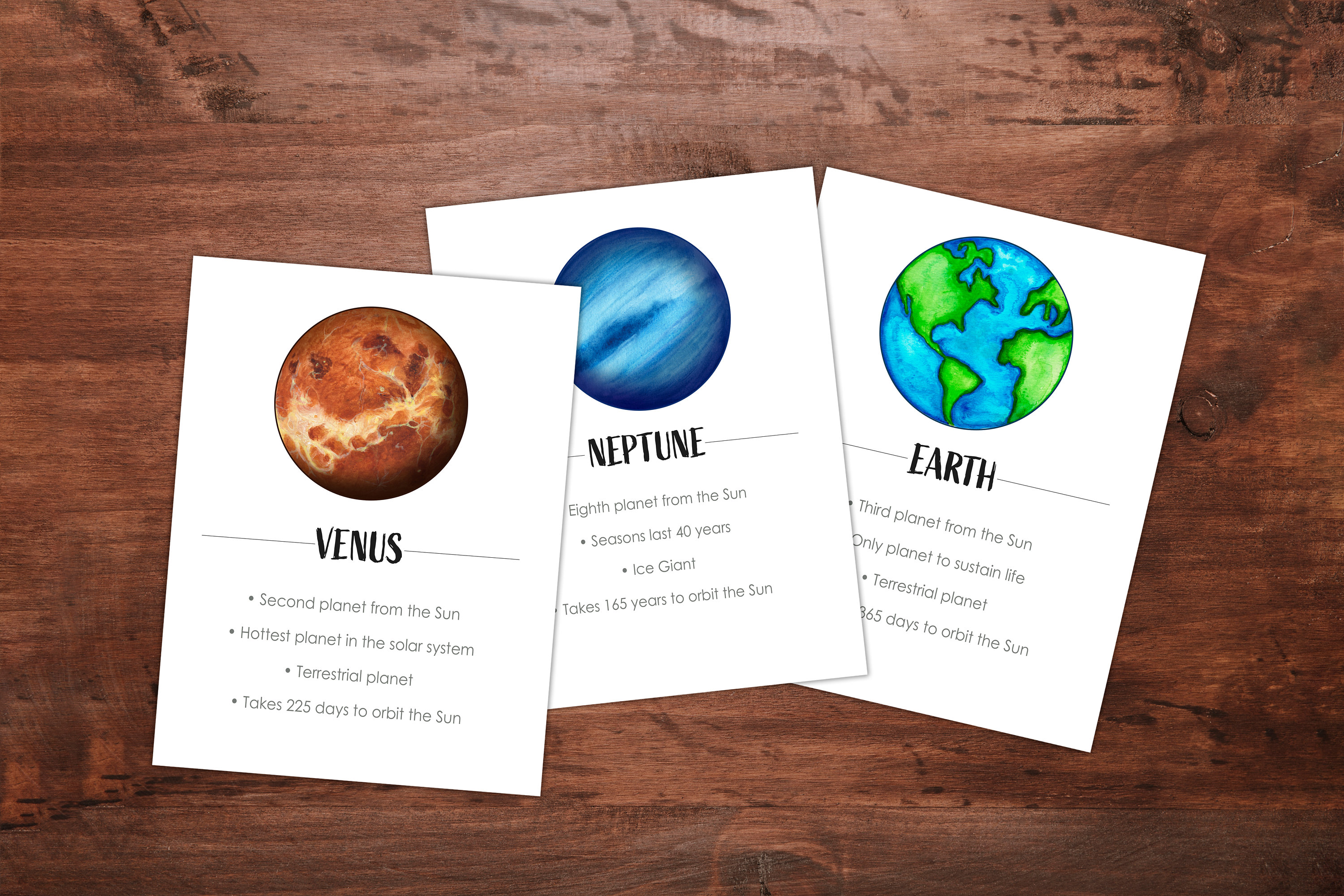 Solar System Flash Cards - Planets - PDF - DIGITAL - Planet Facts ...