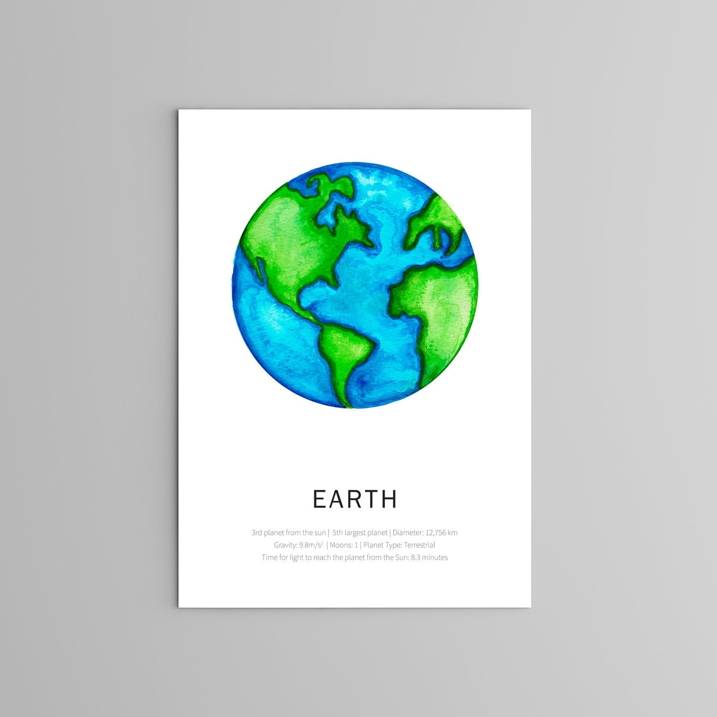 Earth Poster - PDF - DIGITAL - Earth Facts - Solar System - Planets ...
