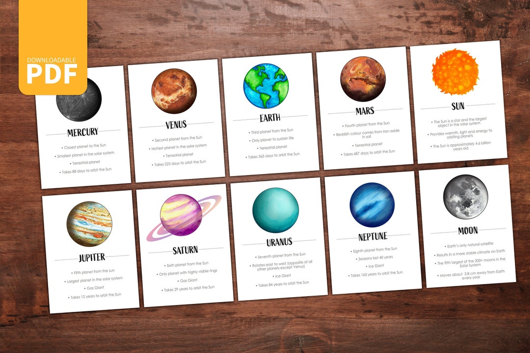 Solar System Flash Cards - Planets - PDF - DIGITAL - Planet Facts ...