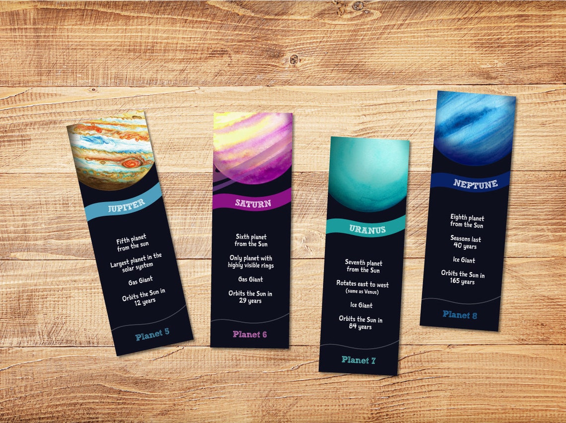 Printable Solar System Bookmarks - Planets - PDF - DIGITAL - Planet ...