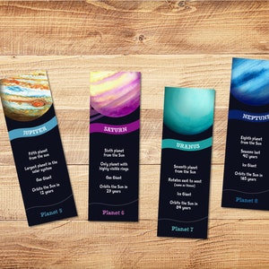 Printable Solar System Bookmarks - Planets - PDF - DIGITAL - Planet ...
