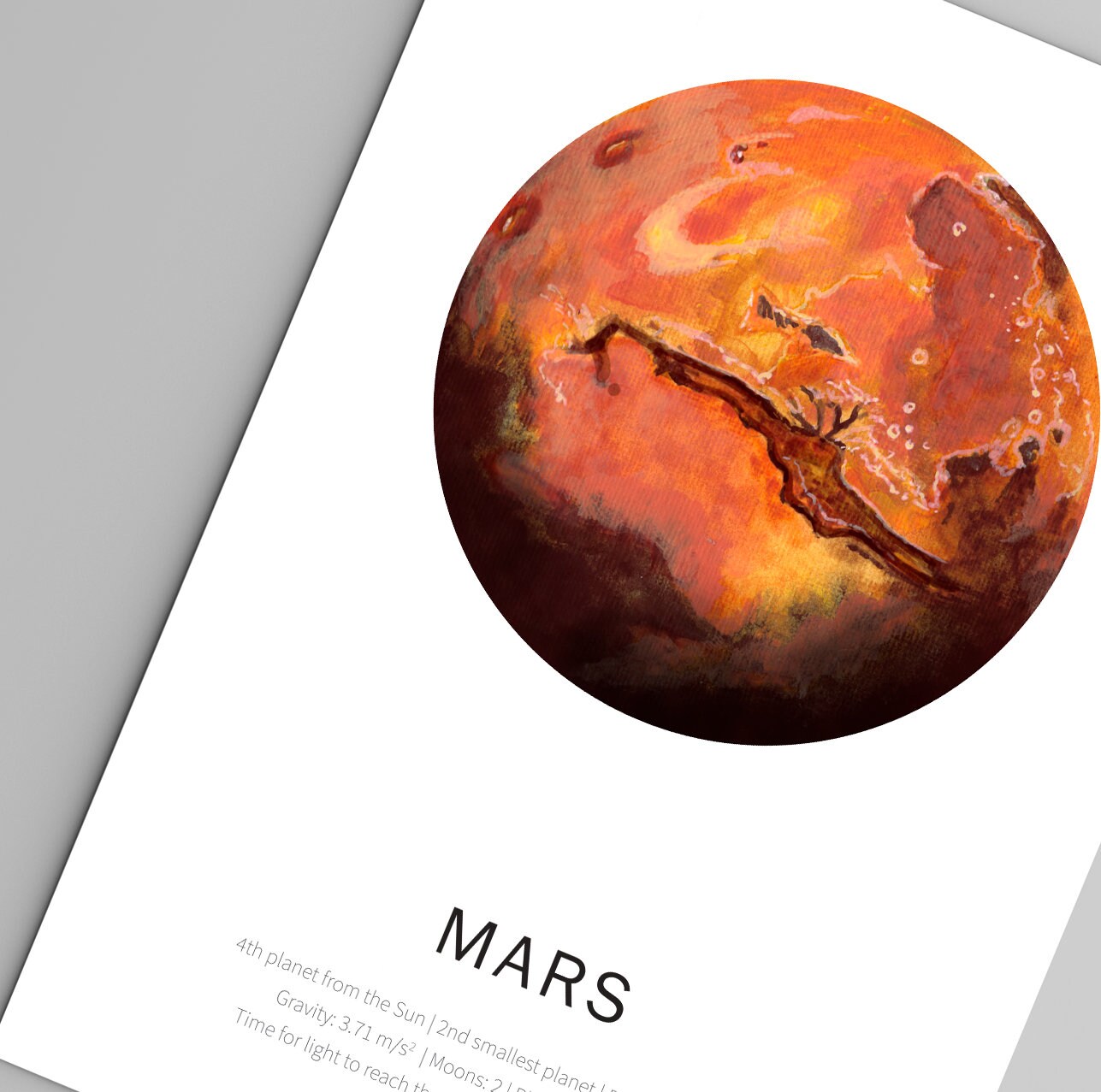 Mars Poster Planet Poster PDF DIGITAL Mars Facts Cosmos Solar System ...