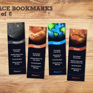 Printable Solar System Bookmarks - Planets - PDF - DIGITAL - Planet ...