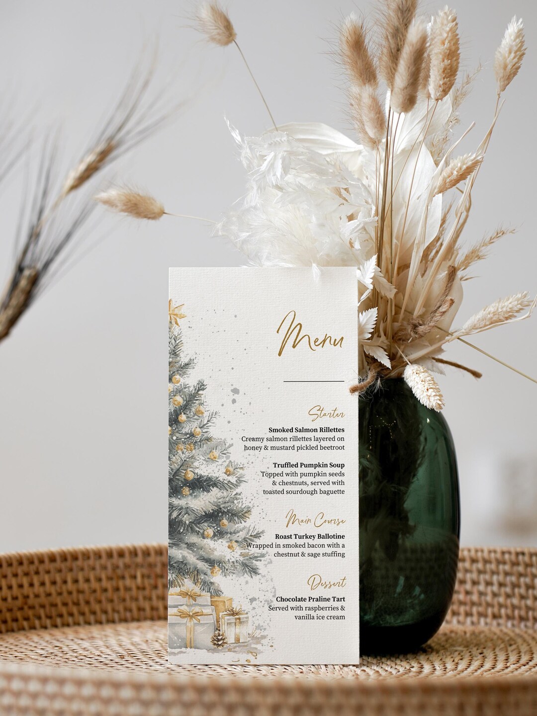 Personalized Christmas Party Menu Card, Thanksgiving Invitation Menu ...