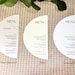 Half Round Printed Wedding Menu With Place Card, Minimalist Design Menu ...