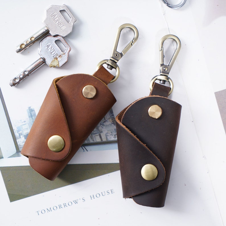 Premium Leather Key Ring Pouch - Compact and Stylish Key Holder for ...