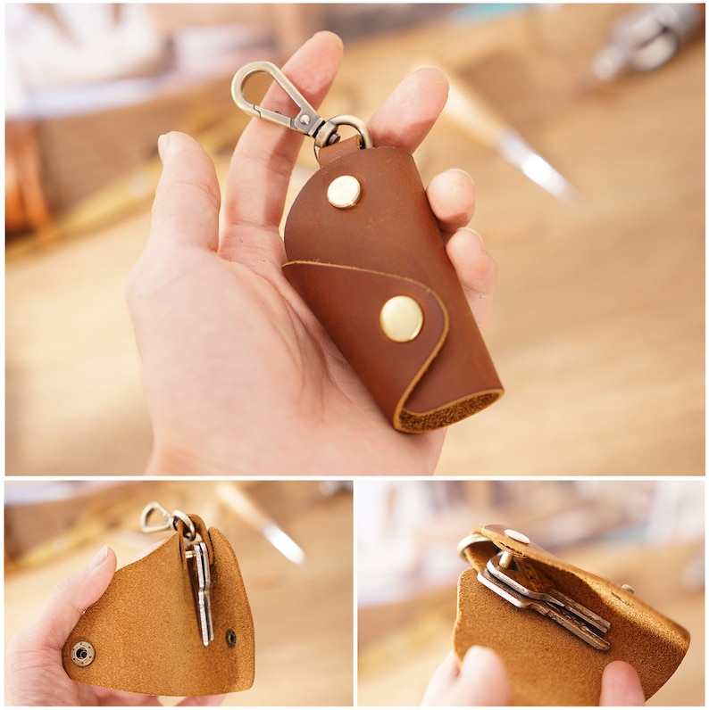 Premium Leather Key Ring Pouch - Compact and Stylish Key Holder for ...