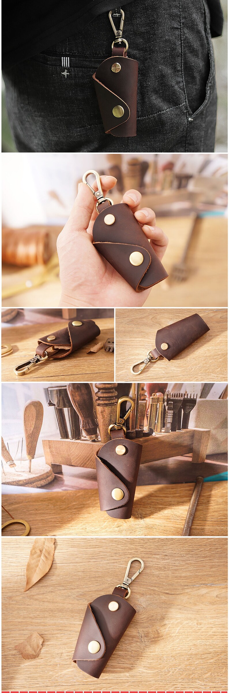Premium Leather Key Ring Pouch - Compact and Stylish Key Holder for ...