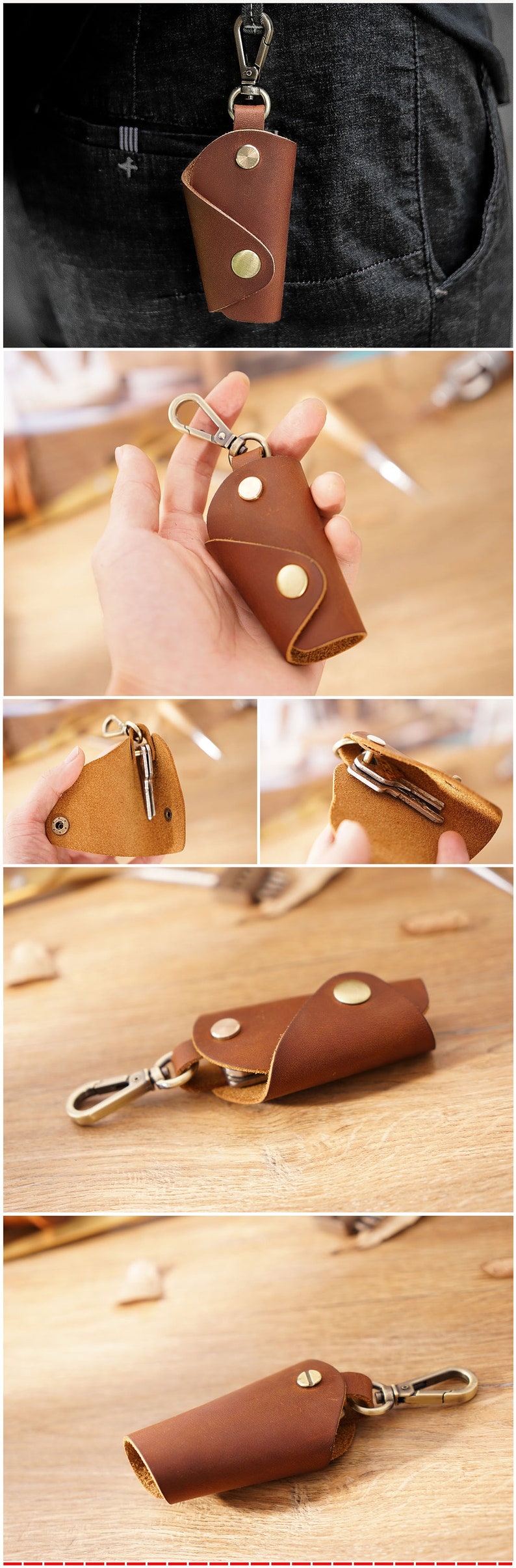 Premium Leather Key Ring Pouch - Compact and Stylish Key Holder for ...