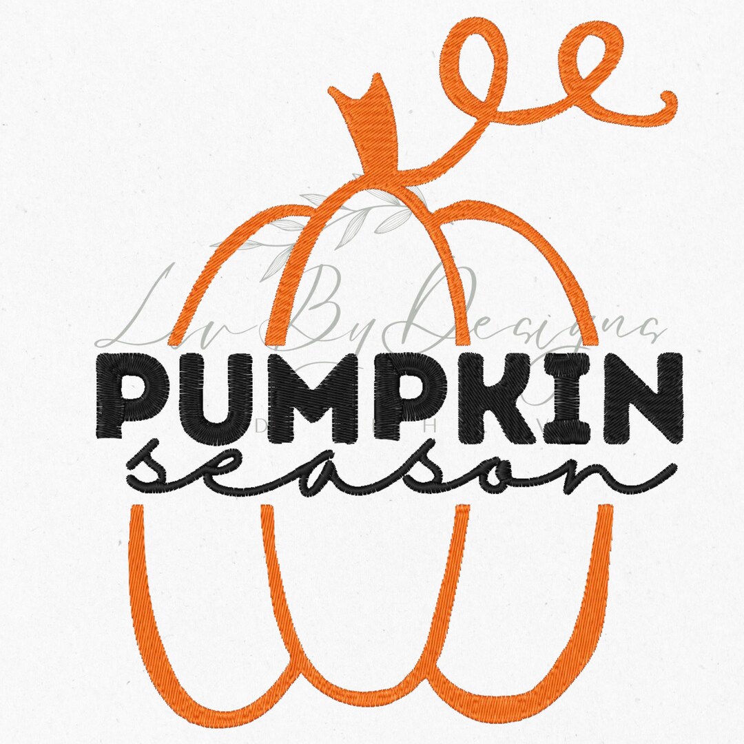 Pumpkin Season Cursive Lettering Within Pumpkin Embroidery Fall File ...