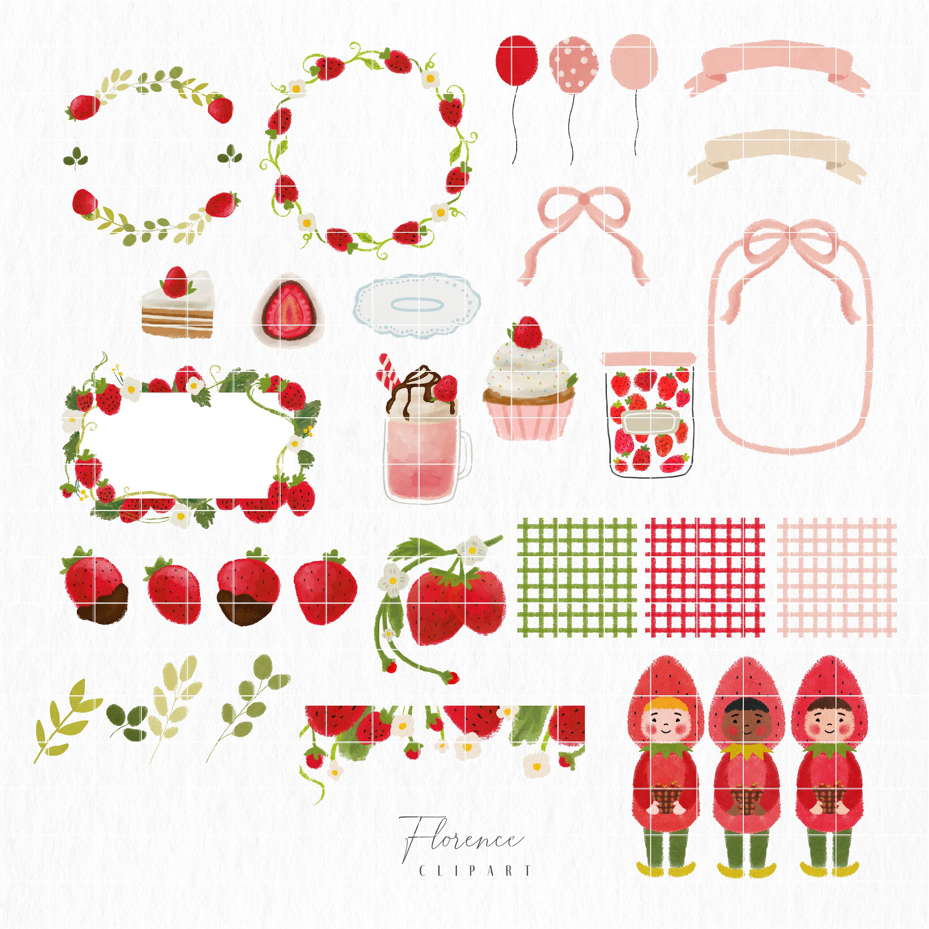 Strawberry Clipart Bundle, Strawberry PNG, Valentines Strawberry Desert ...