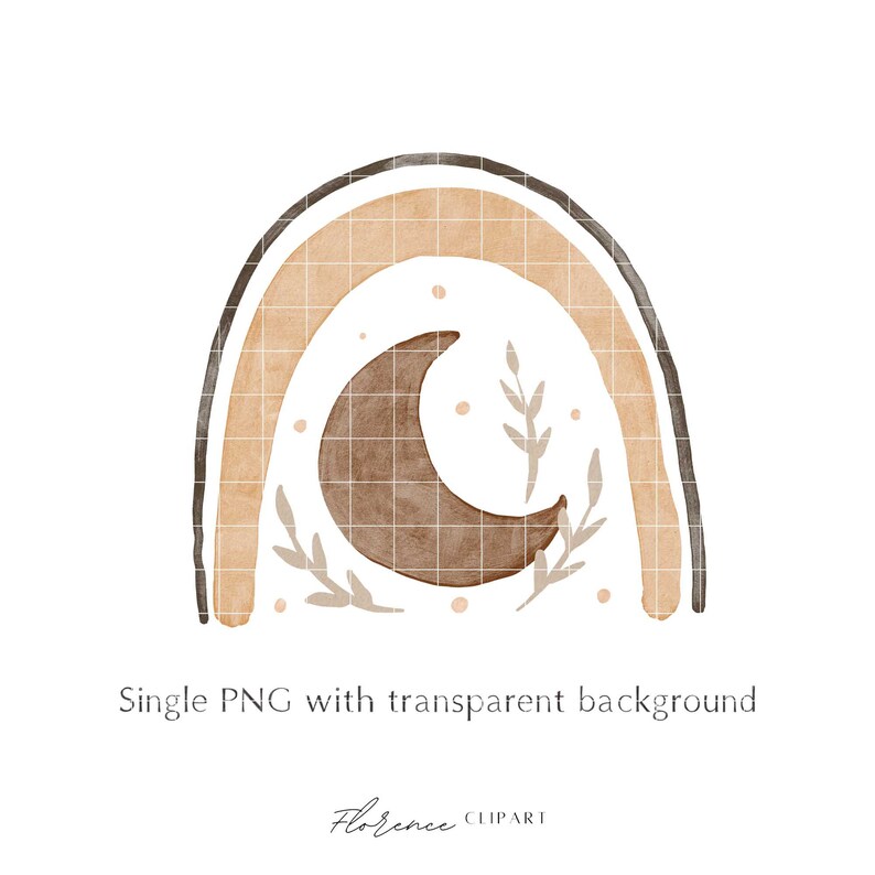 Boho Neutral Rainbow Clipart, Hand Drawn Boho Rainbow PNG File, Baby ...