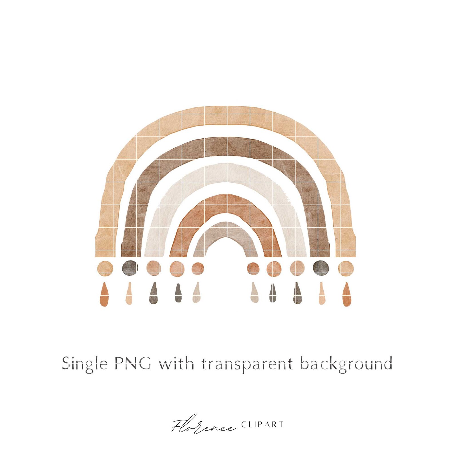 Boho Single Rainbow Clipart Hand Drawn Enutral Boho Rainbow - Etsy