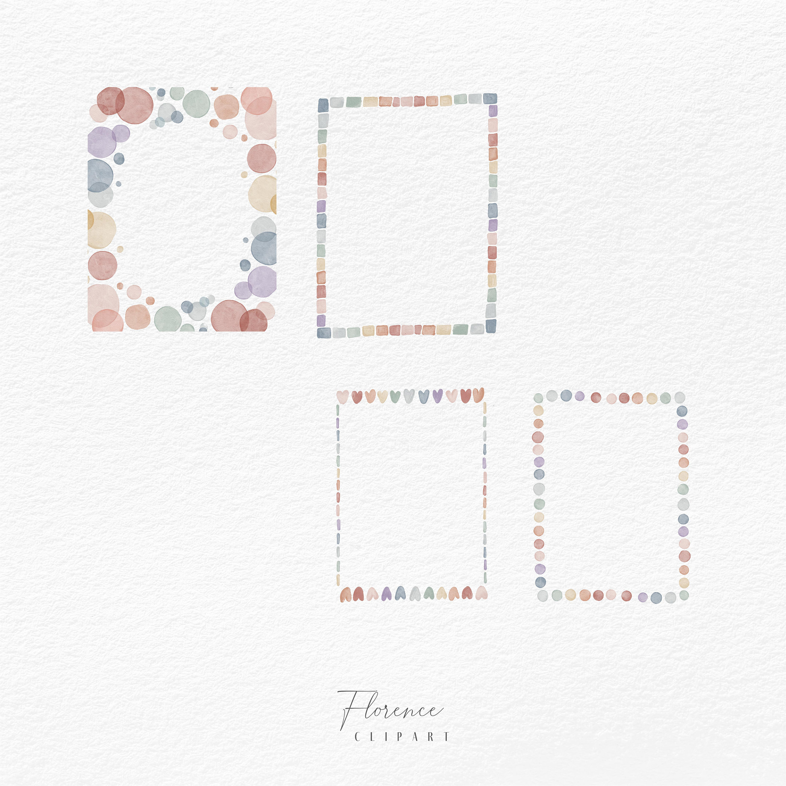 Watercolor Rainbow Borders Clipart Pastel Boho Rainbow Frame - Etsy