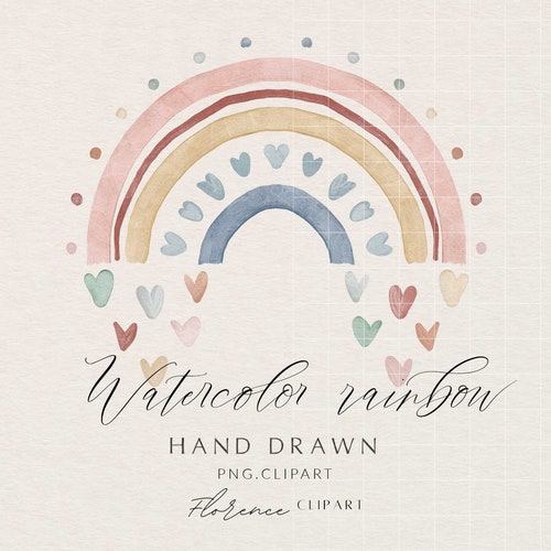 Rainbow Watercolor Clipart Nursery RAINBOW PNG Files - Etsy