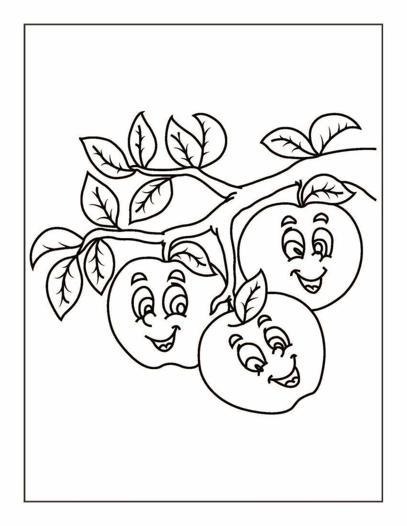 Kids Farm Animals and Fruit & Veggie Coloring Sheets - Etsy