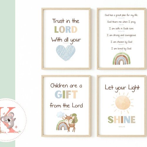 Kids Bible Verse Wall Art Scripture Prints Bible Sunday - Etsy