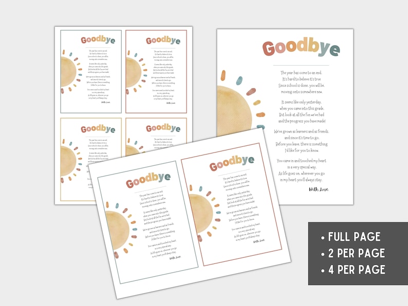 End of School Letter | Gift From Teacher | End of Year | Poem for ...