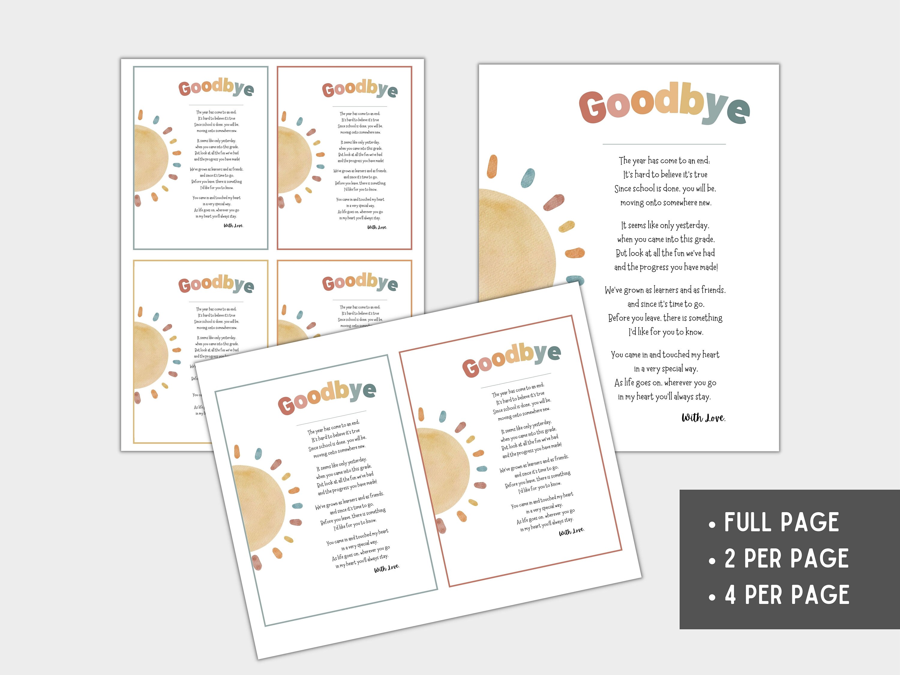 End of School Letter | Gift From Teacher | End of Year | Poem for ...