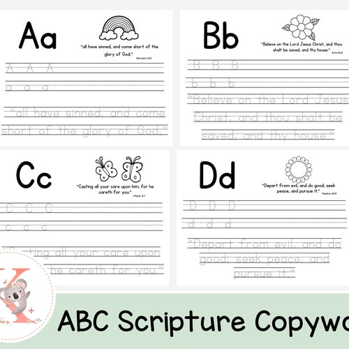 ABC Scripture Handwriting Alphabet Scripture Verse Copywork - Etsy