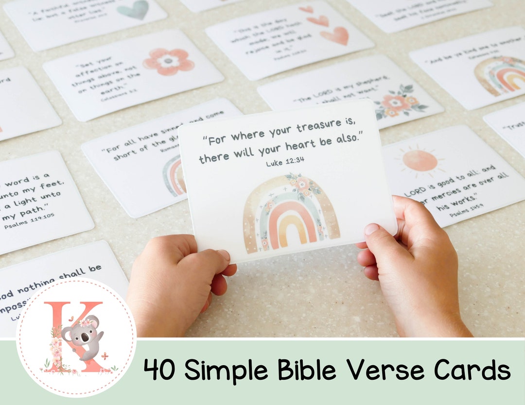 40 Bible Verse Cards | Scripture Verse | Bible Verse Card | Rainbow ...