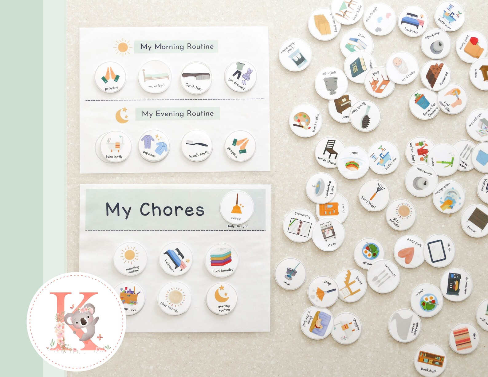 Chore Chart With Pictures | Routine Chart | Job Chart | Visual Job ...