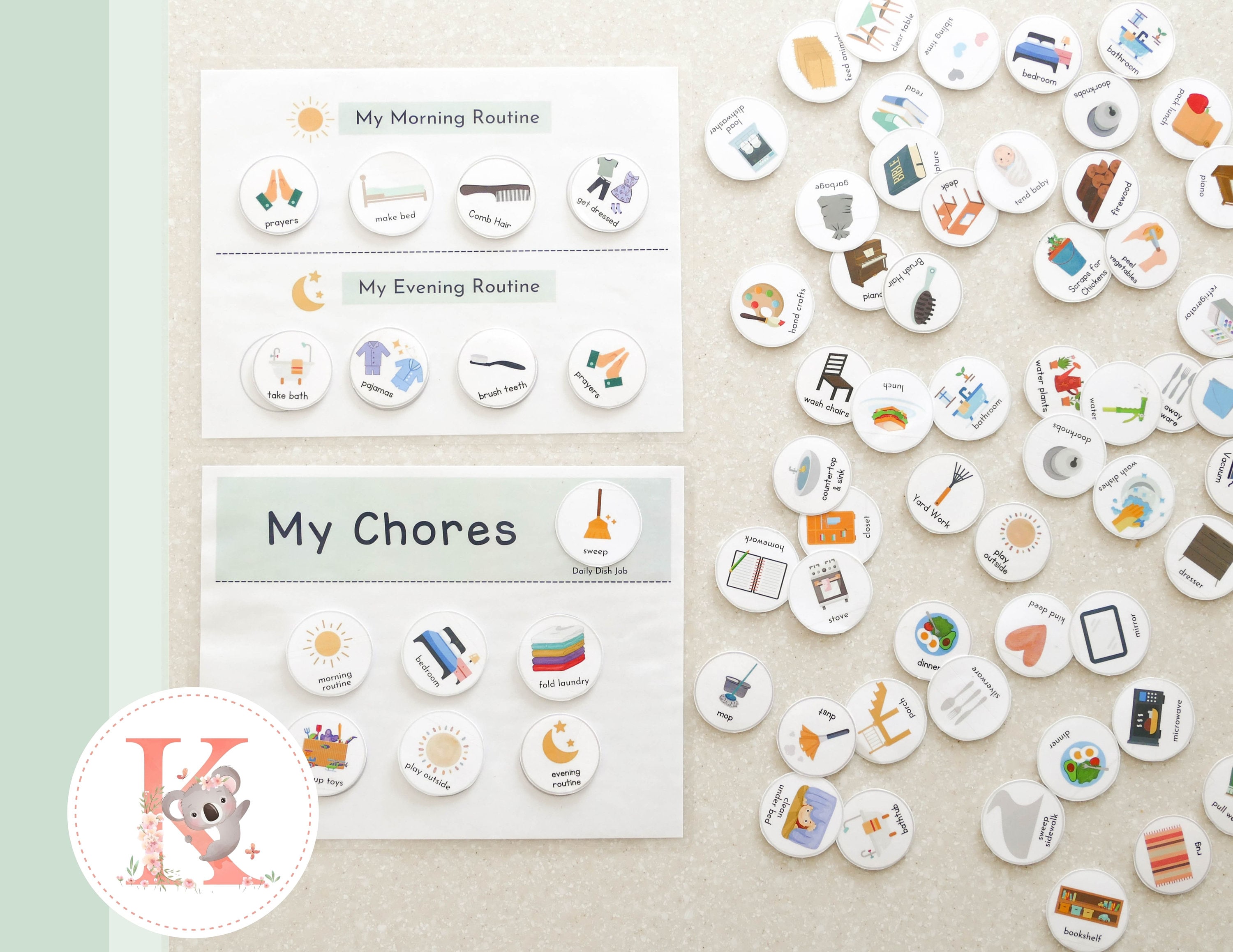 Chore Chart With Pictures | Routine Chart | Job Chart | Visual Job ...