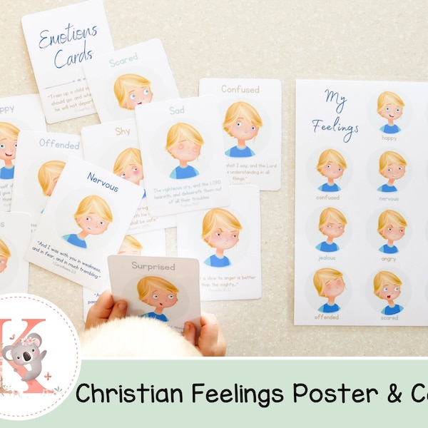 Kids Emotion Cards Christian - Etsy