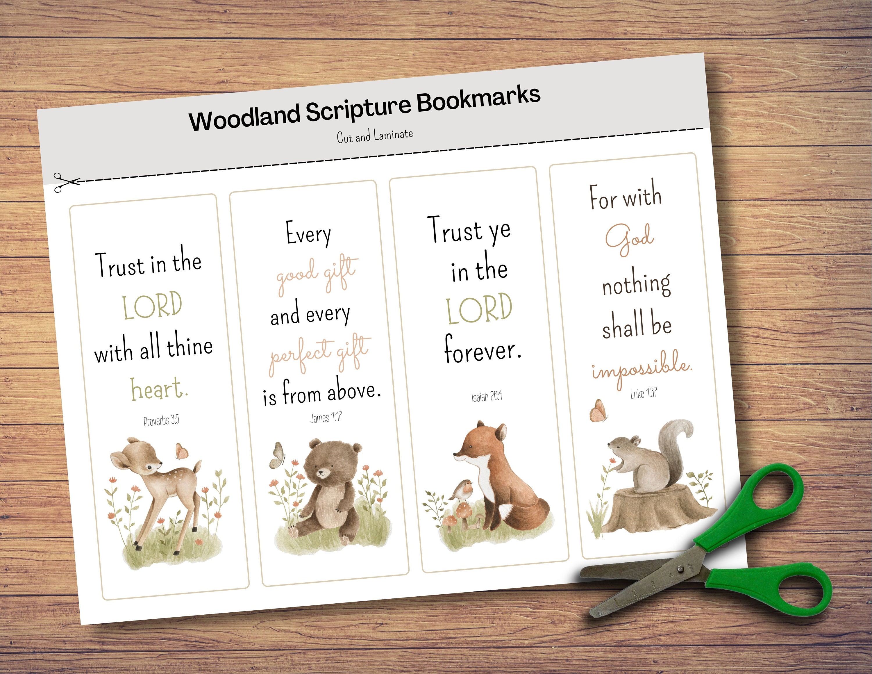 4 Woodland Scripture Bookmarks | Scripture Verse | Bookmark for Kids ...