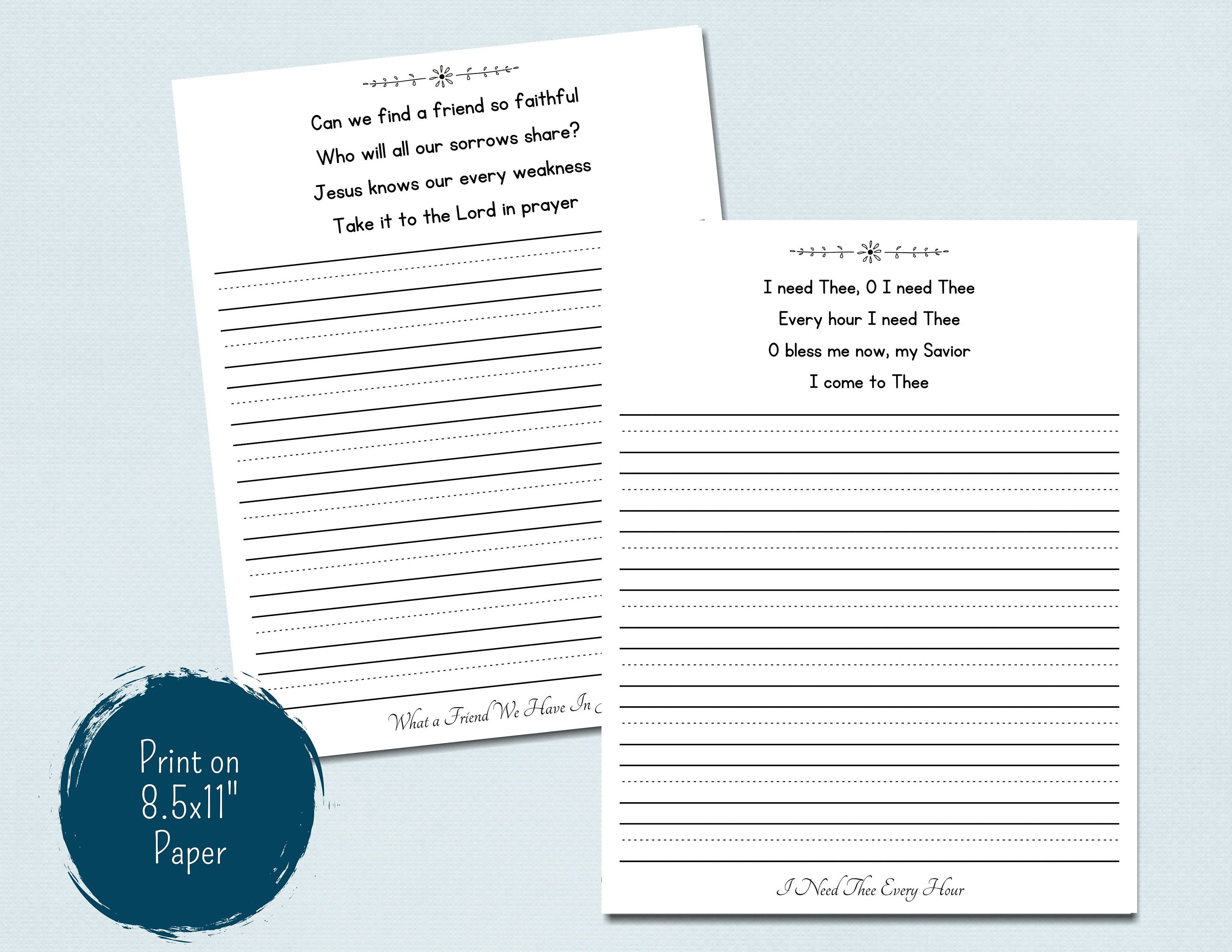 25 Christian Hymns Copywork Verse Copywork Handwriting - Etsy