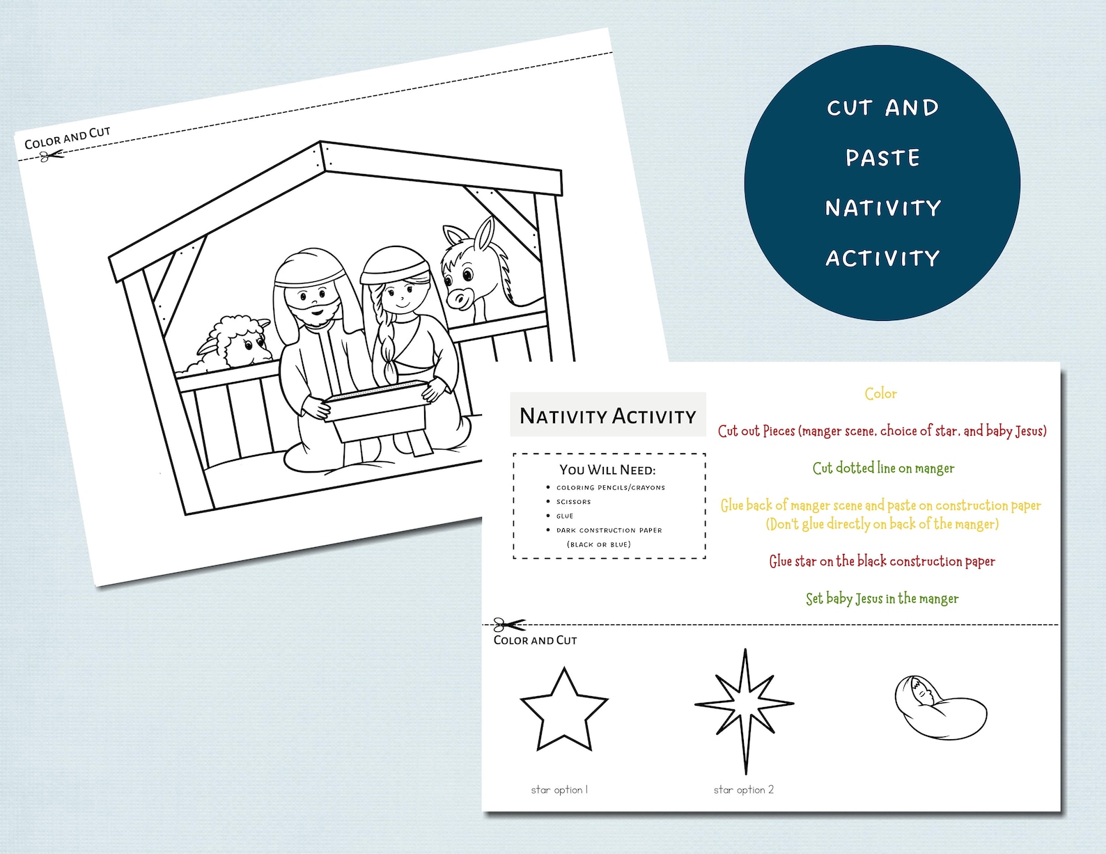 Nativity Activity for Kids | Nativity Coloring Sheet | Nativity | Bible ...