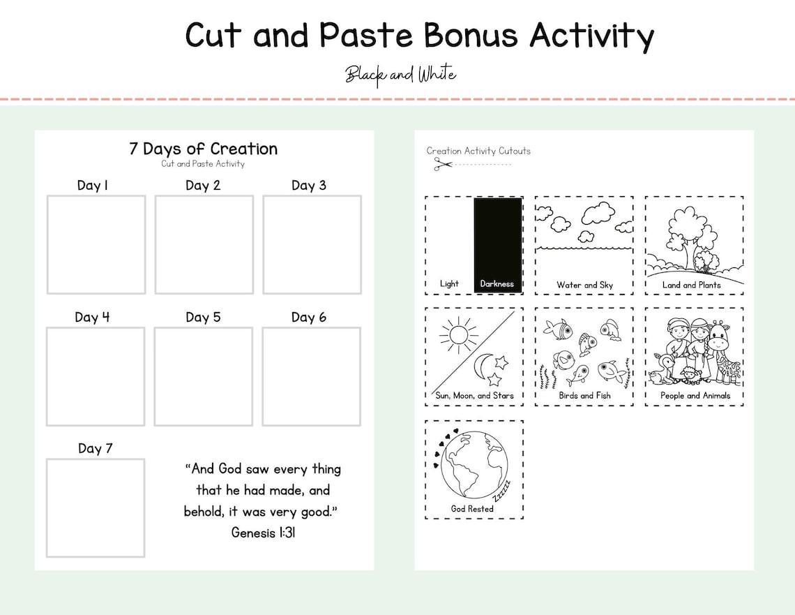 The Creation Lesson Creation Activity Bible Study Sunday - Etsy