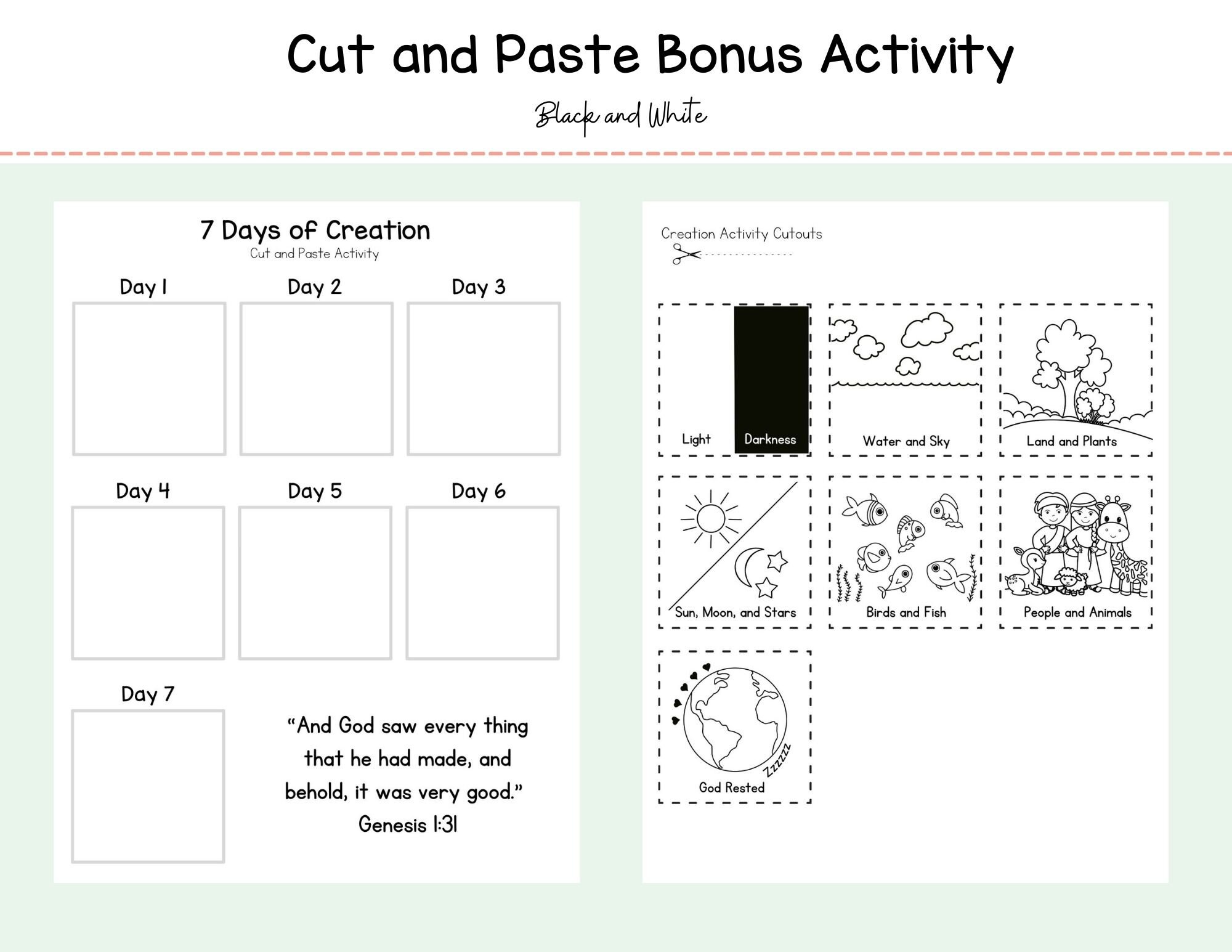 The Creation Lesson Creation Activity Bible Study Sunday - Etsy
