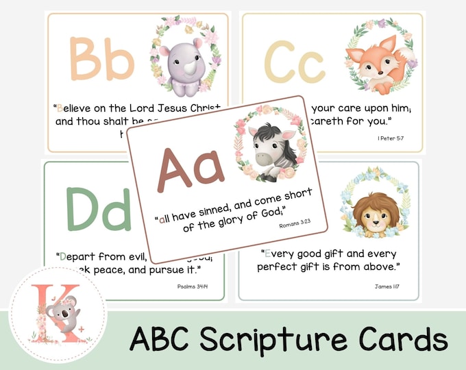 Bible ABC Cards, Alphabet Tracing Cards, Bible Memory Cards for Kids ...