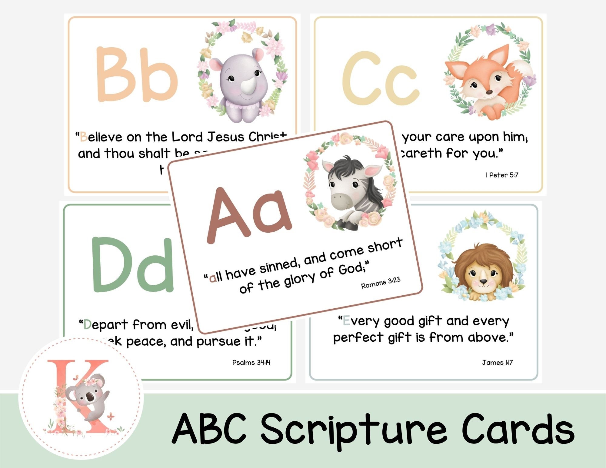 ABC Scripture Cards Alphabet Scripture Verse Bible Verse | Etsy