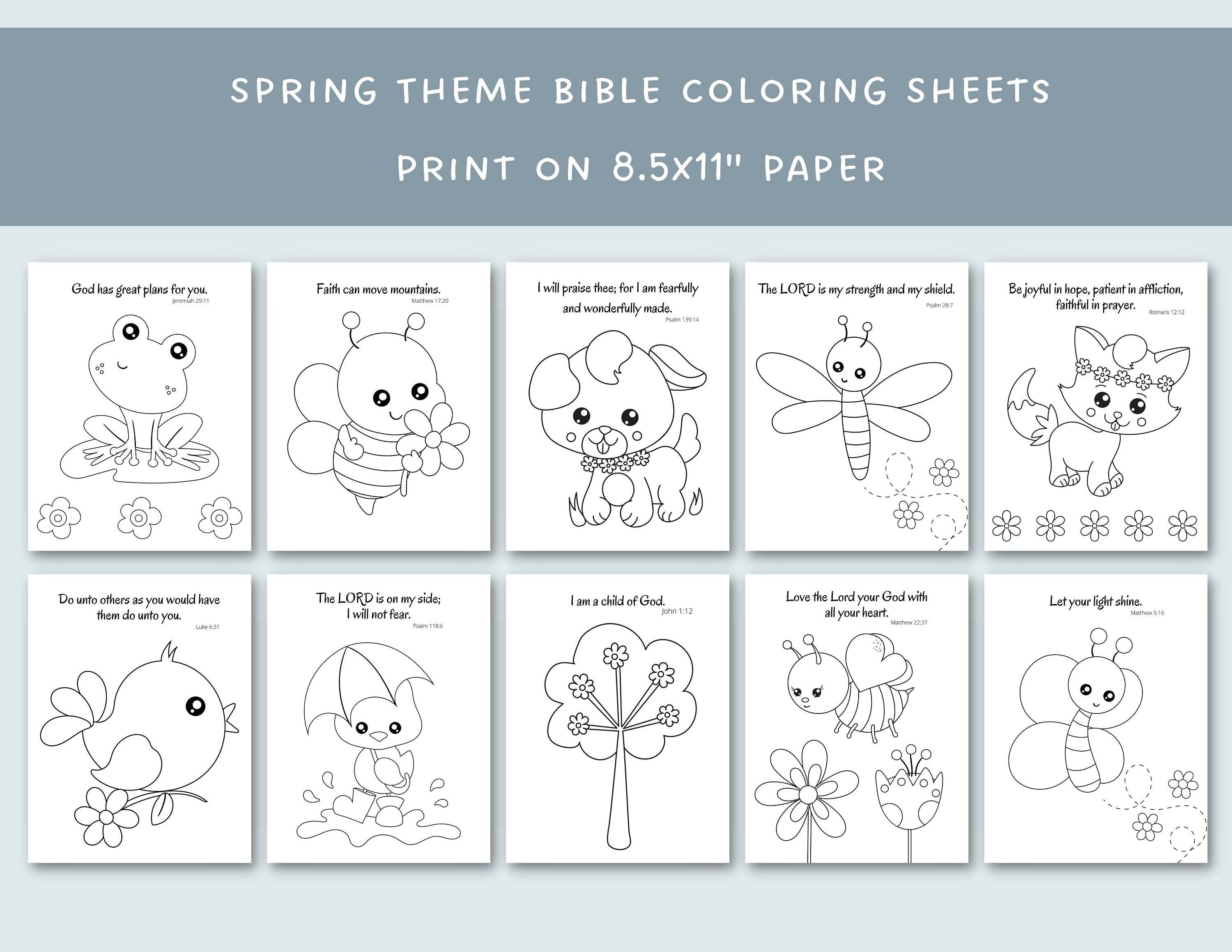 10 Spring Themed Coloring Pages | Bible Coloring | Sunday School | Kids ...