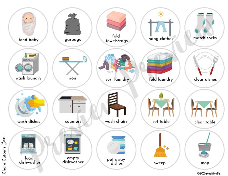 Chore Chart With Pictures Routine Chart Job Chart Visual | Etsy