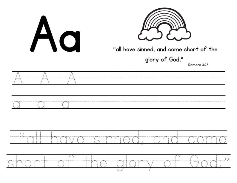 ABC Scripture Handwriting Alphabet Scripture Verse Copywork - Etsy