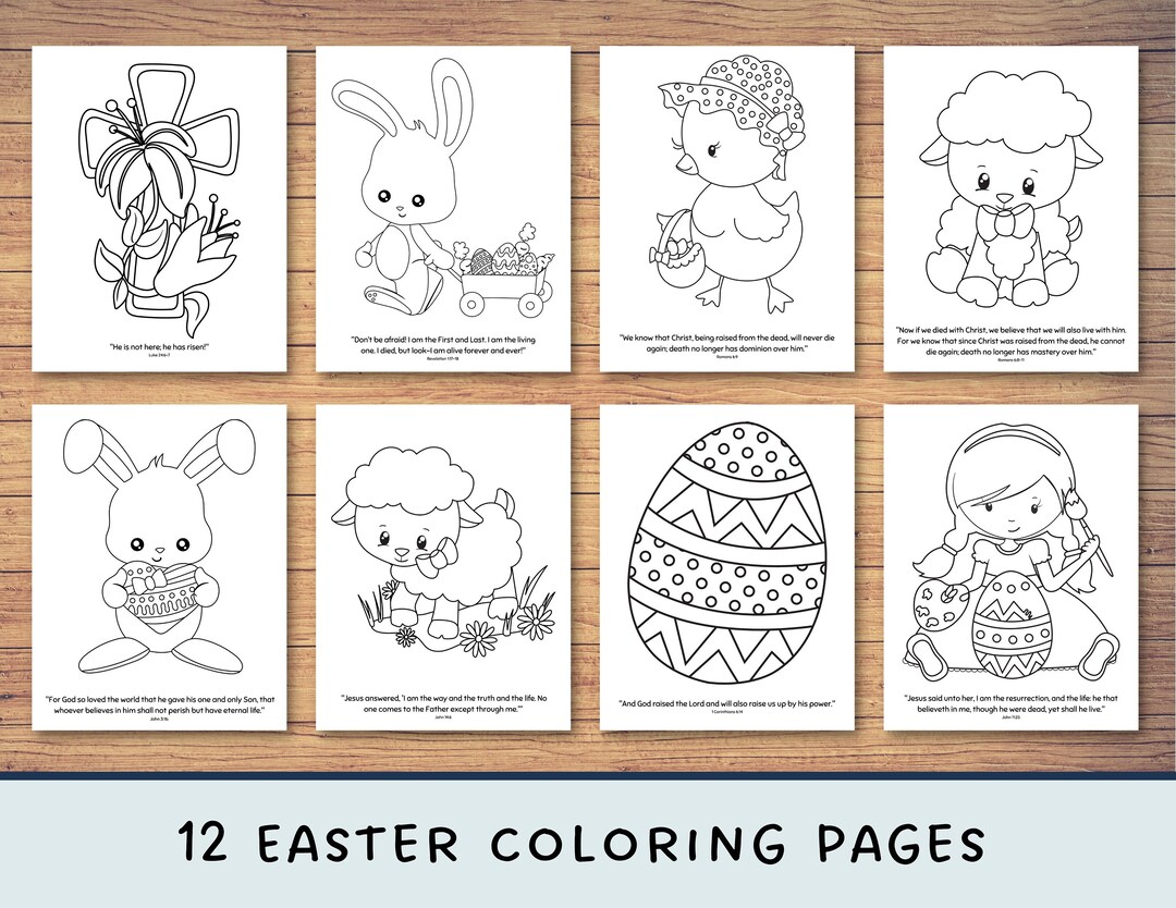 12 Easter Coloring Pages | Bible Verse | Sunday School | Kids Coloring ...