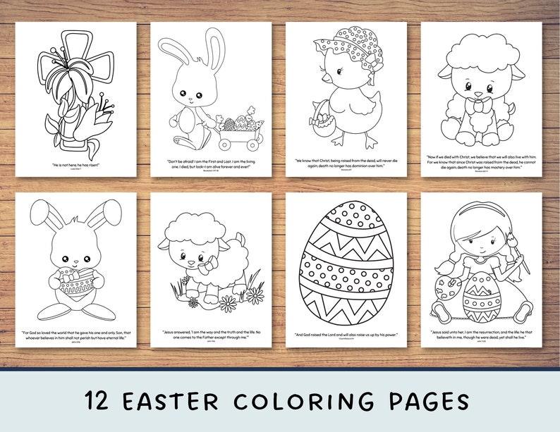 12 Easter Coloring Pages | Bible Verse | Sunday School | Kids Coloring ...