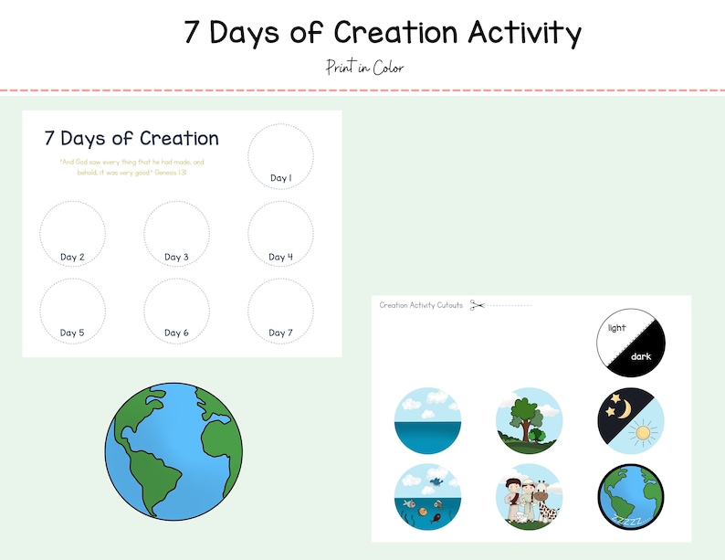7 Days of Creation Activity | Busy Book | Bible Study | Sunday School ...