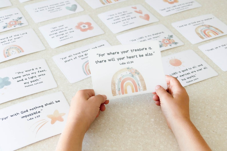 40 Bible Verse Cards | Scripture Verse | Bible Verse Card | Rainbow ...