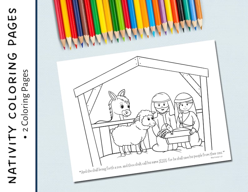 Nativity Coloring Pages | Nativity Coloring Sheet | Bible Verse ...
