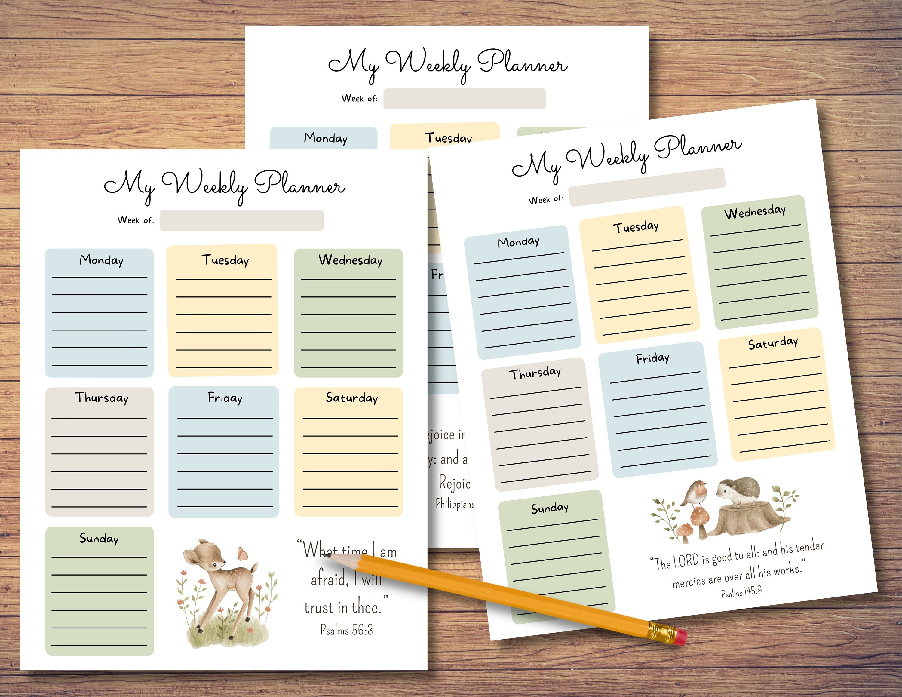 52 Week Scripture Planner | Kids Planner | Bible Verse | Forest Friends ...