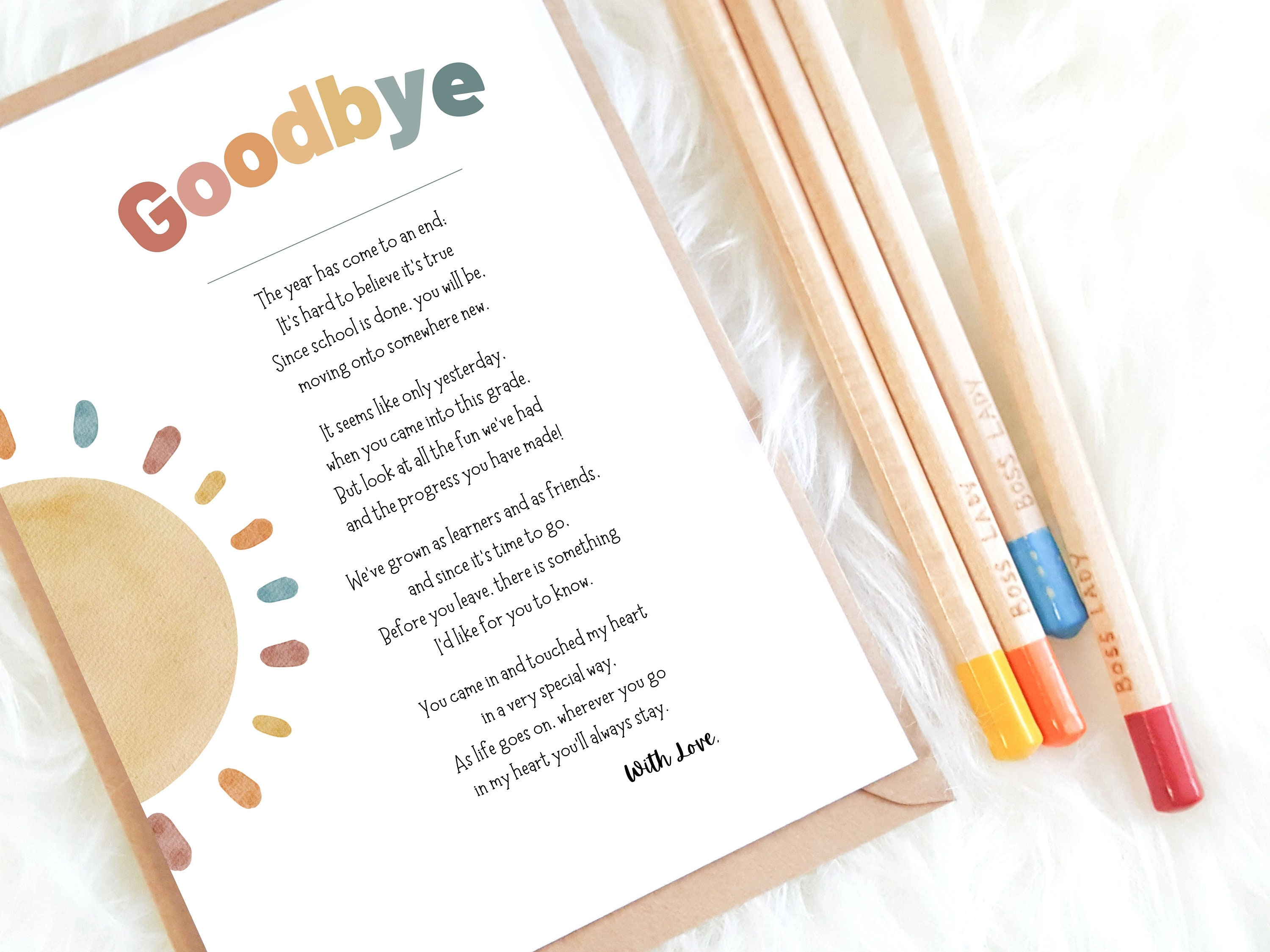 End of School Letter | Gift From Teacher | End of Year | Poem for ...