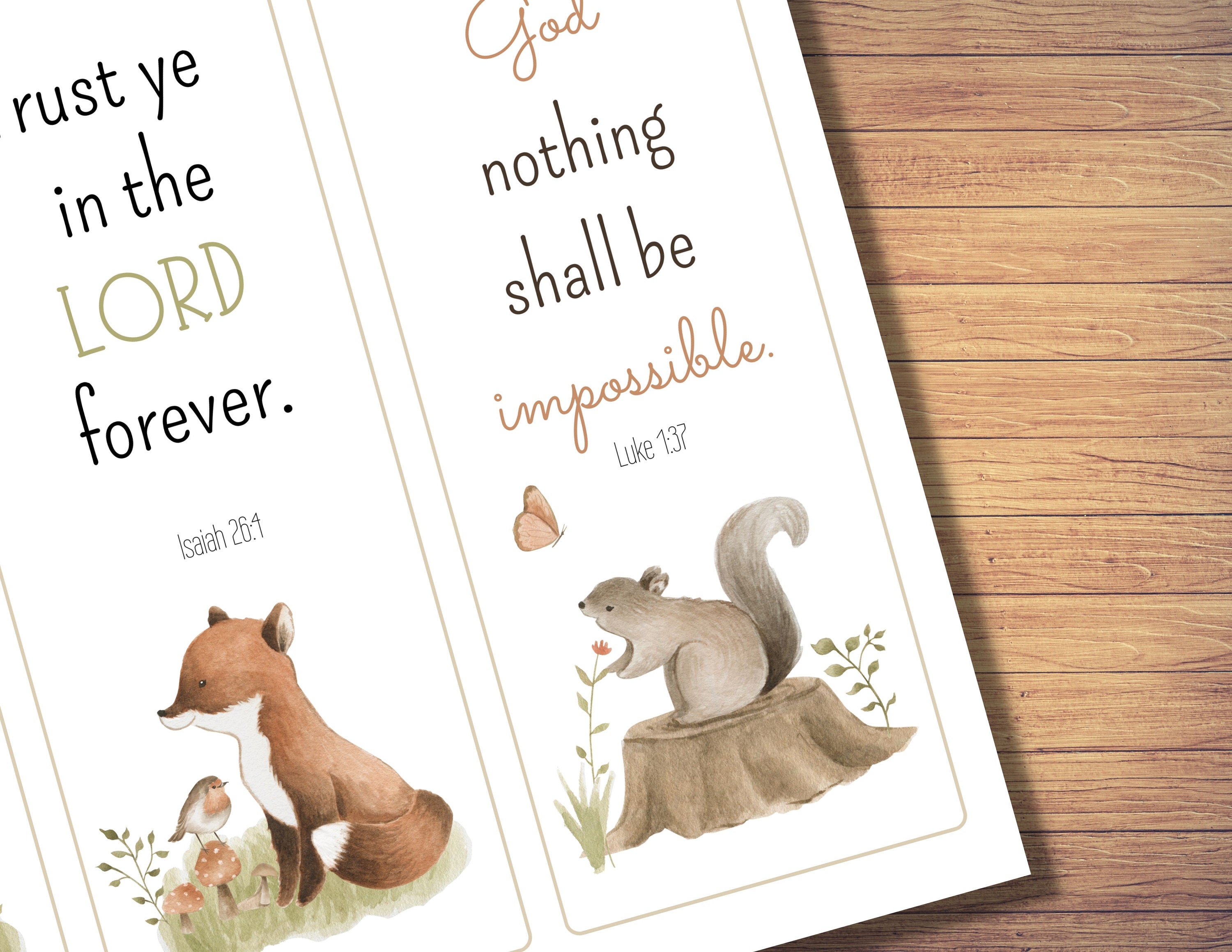 4 Woodland Scripture Bookmarks | Scripture Verse | Bookmark for Kids ...